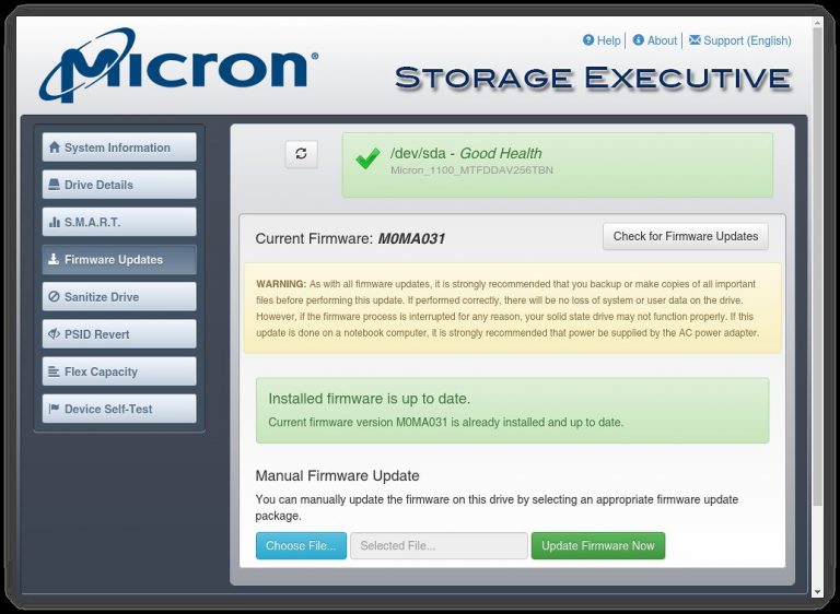 Updating Micron 1100 Series SSD firmware on Linux - LIEBERBIBER